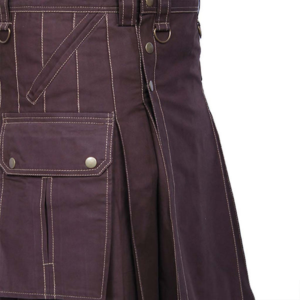 Mens Utility Kilt Brown Sports Cargo Kilt with six Pockets ...
