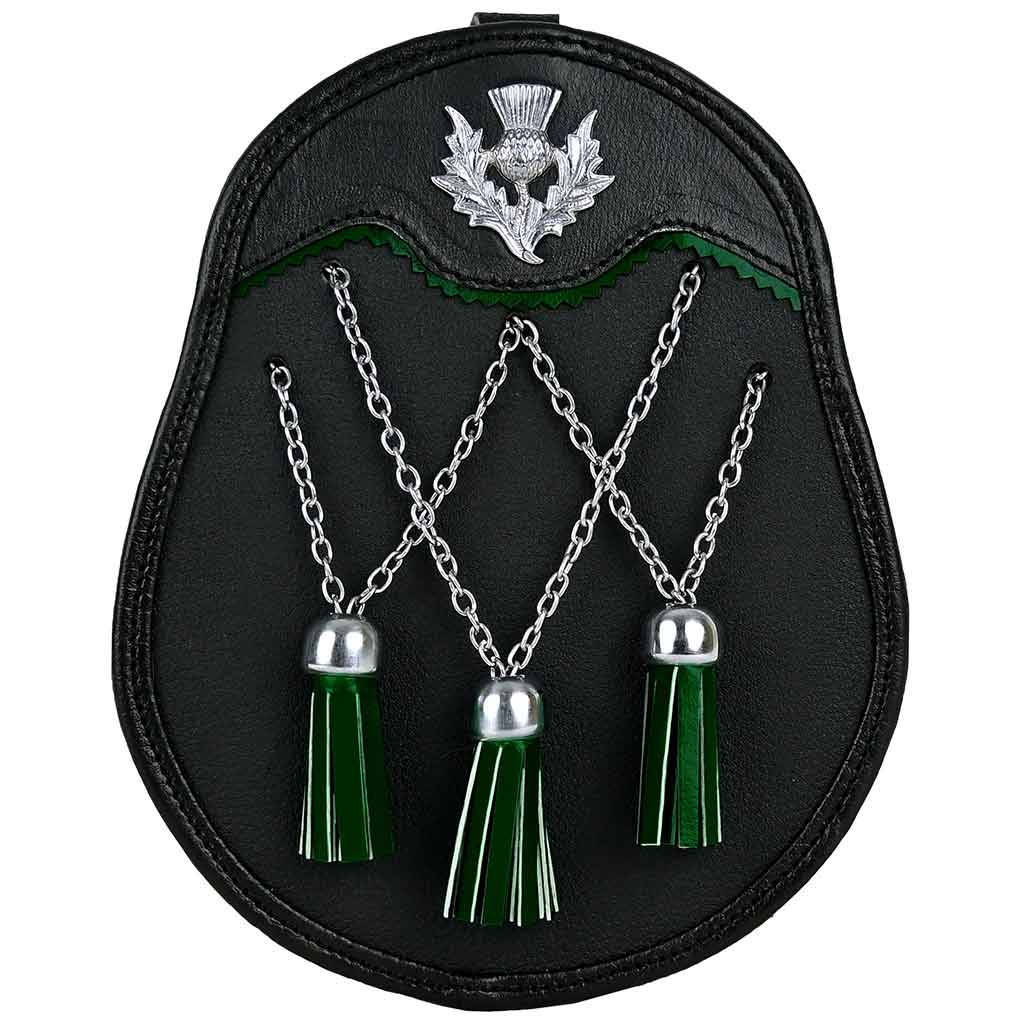 Scottish Leather Sporran with Thistle Mount, Silver Buff Chain ...
